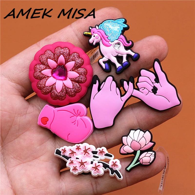 Original Pvc Croc Shoe Charms Rhinestone Unicorn Plum Blossom Pink ...
