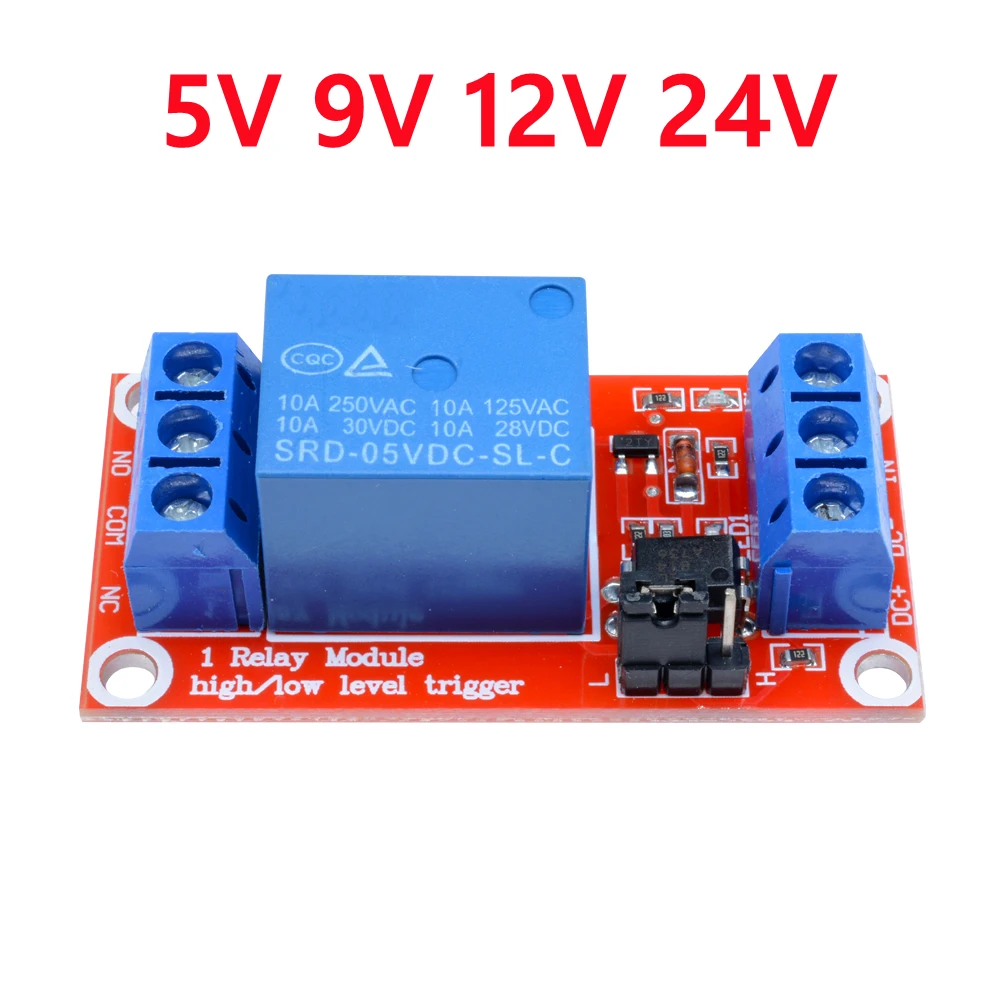 Módulo de relé de 1 canal 5V /9V /12V/24V, con soporte de placa ...
