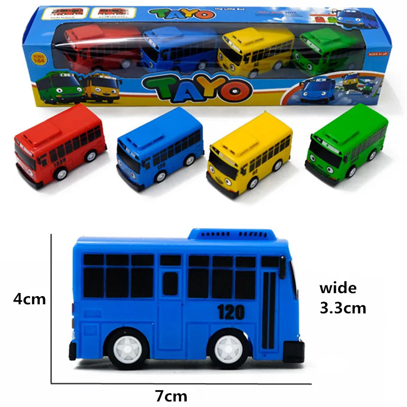 New 4pcs/set ko Toy the Little Bus Mini Plastic Pull Back Blue Tayo Red ...