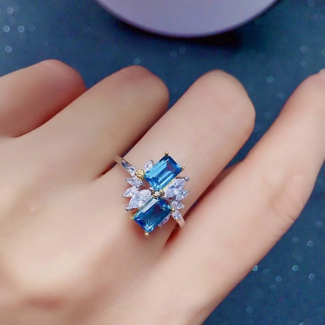 Dazzling Silver Topaz Ring For Party 4mm*6mm Vvs Grade Natural Topaz ...