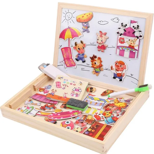 100+Pcs Wooden Multifunction Children Animal Puzzle Writing Magnetic ...