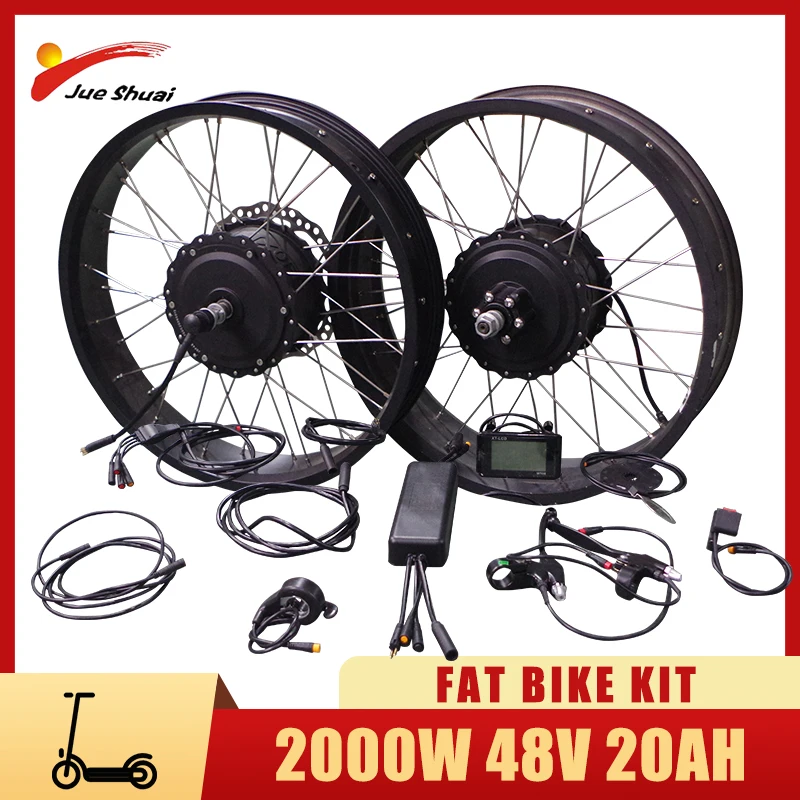 2000W Dual Motor Electric Bike Conversion Kit with 48V 20AH Lithium ...