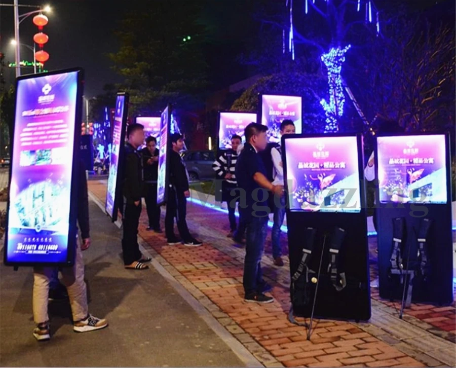 63x150CM Double Sided LED Backpack Illuminated Advertising Walking ...