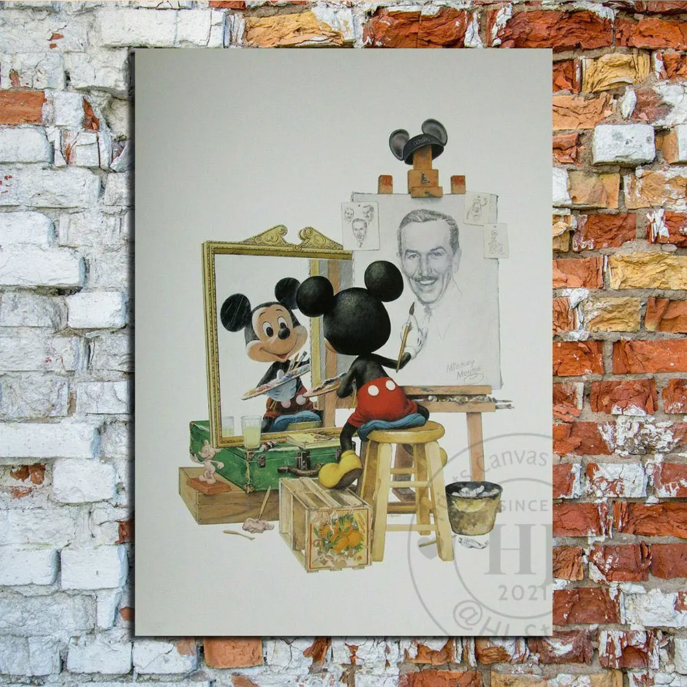 Disney-Mickey-Mouse-Sketch-Walt-Disney-Self-Portrait-Print-On-Canvas ...