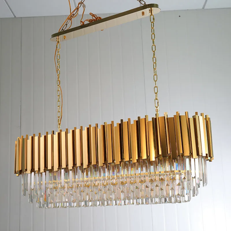 Jmmxiies lustre retangular de cristal moderno, para sala de jantar ...