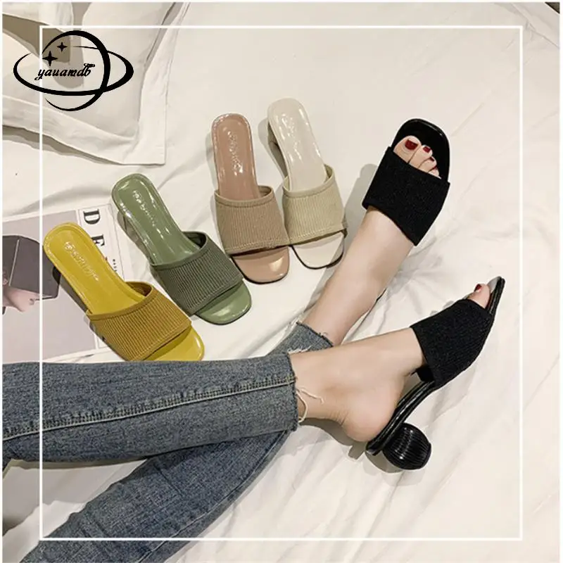 Size-35-40-Womens-Slippers-Summer-Female-Slippers-5cm-Round-Heel-Mesh ...