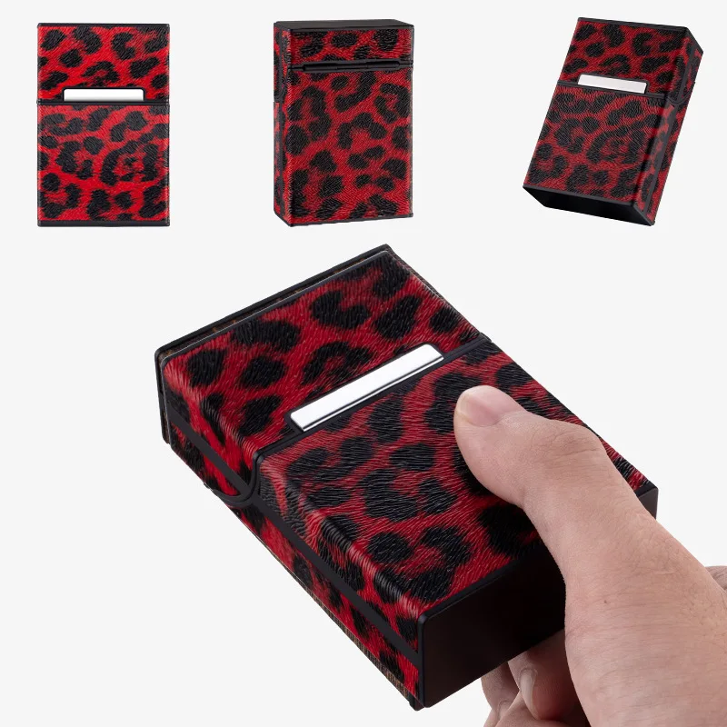 JAUNE - Boîte à cigarettes en cuir motif léopard pour hommes et femmes ...