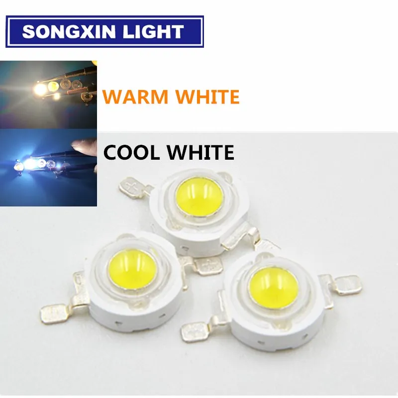 100pcs 1w Led High Power Lamp Beads Pure White/warm White 300ma 3.2-3 ...