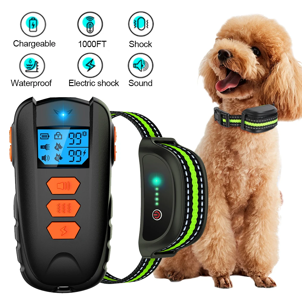 Waterproof-Dog-Trainer-Pet-Accessories-Rechargeable-Vibration-Sound ...