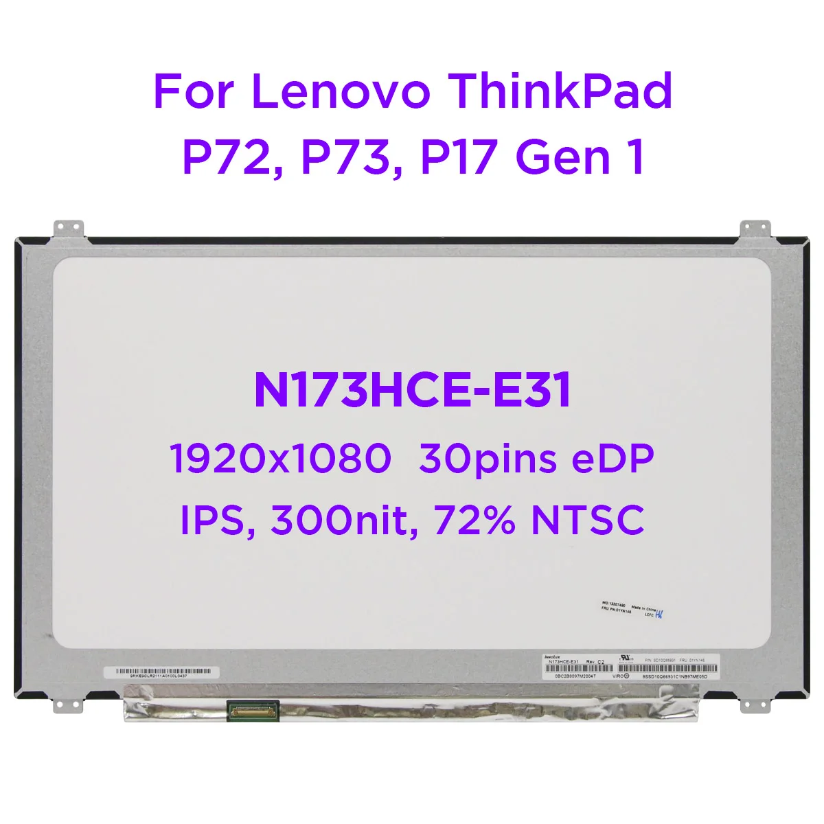 17.3" IPS Laptop LCD Screen N173HCE-E31 C1 C2 LTN173HL01 NV173FHM-N41 ...