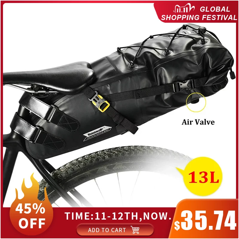 RHINOWALK 10L 13L Full Waterproof Bicycle Saddle Bag Road Mountain Bike ...