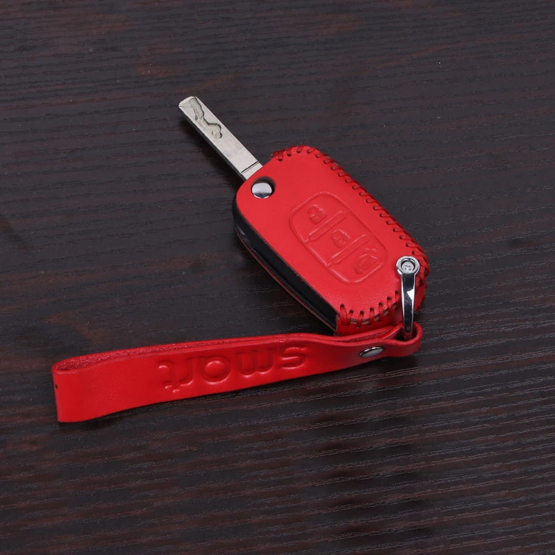 Caso chave de couro do carro remoto capa proteção para mercedes smart ...