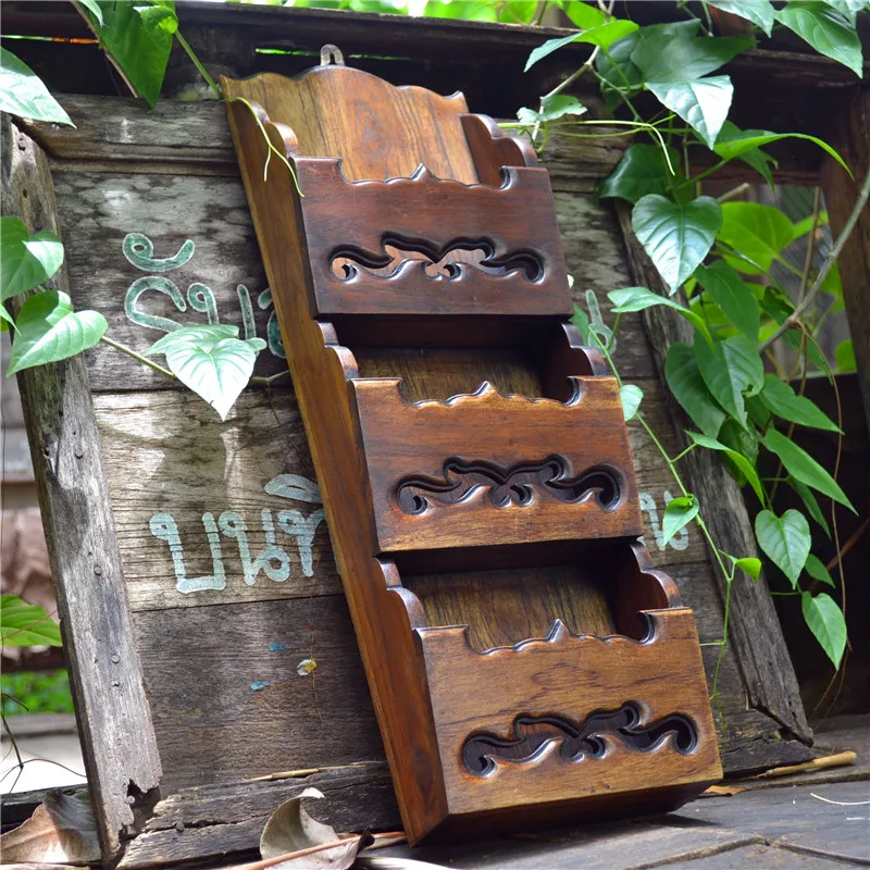 Solid wood wall mounted storage rack living room remote control wall ...