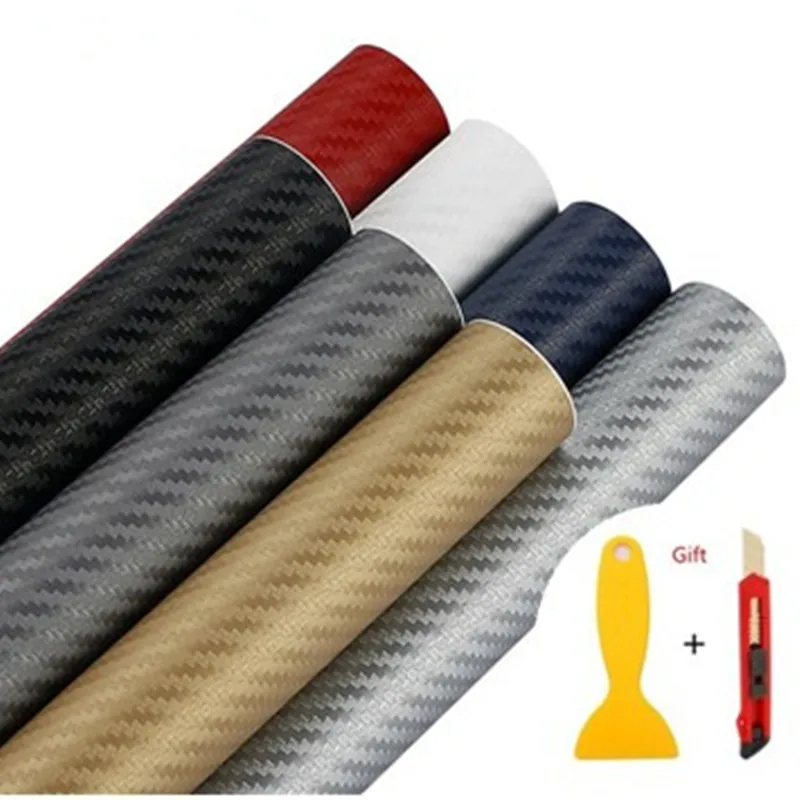 Waterproof Car Styling Adesivo, 3D Carbon Fiber Vinyl Film, envoltório ...