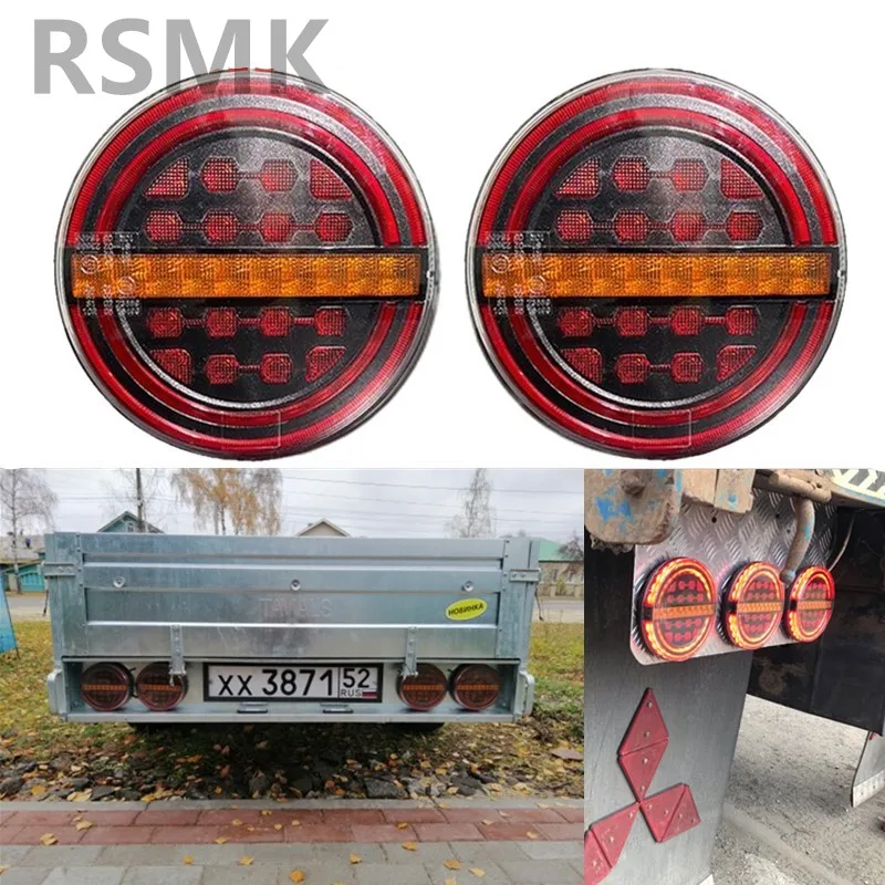 2pcs-5-3-Red-Amber-LED-Trailer-rear-Light-Bus-Brake-Light-DRL-Flow-Turn ...