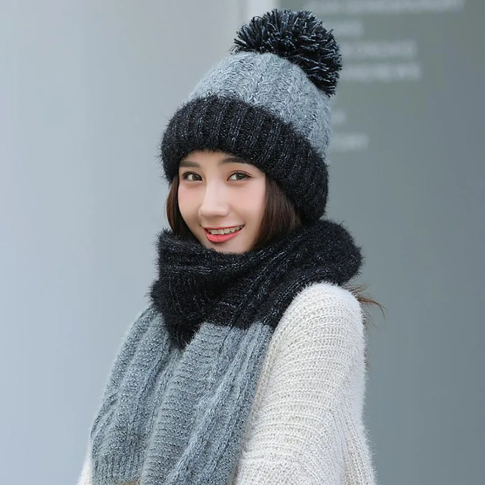 Calymel осень и зима новая женская вязаная шапка меховая шапка и шарф ...