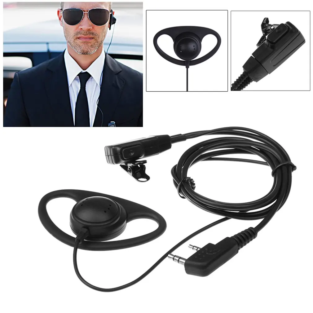2-Pin-D-Shape-Earpiece-Headset-MIC-PTT-Mic-Earpiece-Earphone-for ...