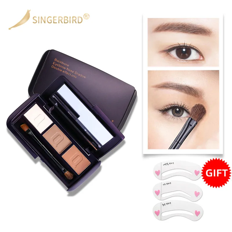 SINGERBIRD sombra de ojos 3 en 1, doble sombra de cejas en polvo ...