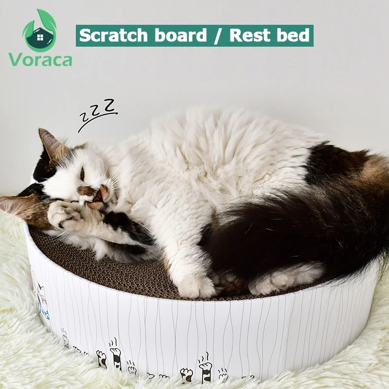 Cat Paper Scratch Board Pad Scratcher Bed Kitten Round Corrugated Mat ...