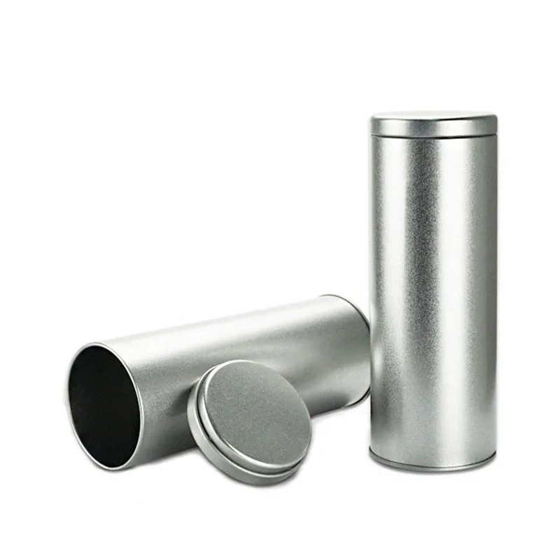 Silver-Tinplate-Box-Multifunctional-Storage-Can-Cylindrical-Case ...