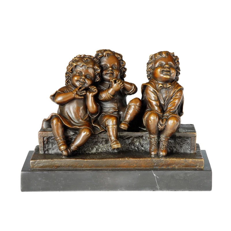 Klassische Kunst Bronze Statue Drei Niedlichen Kinder Baby Skulptur ...