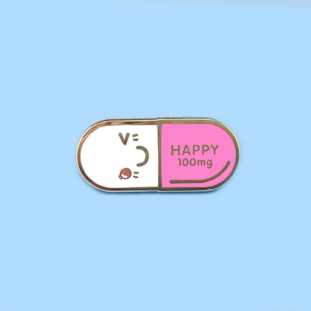 Happy-100-Mg-Hard-Enamel-Pin-Creativity-Pastel-Happy-Capsule-Gold ...