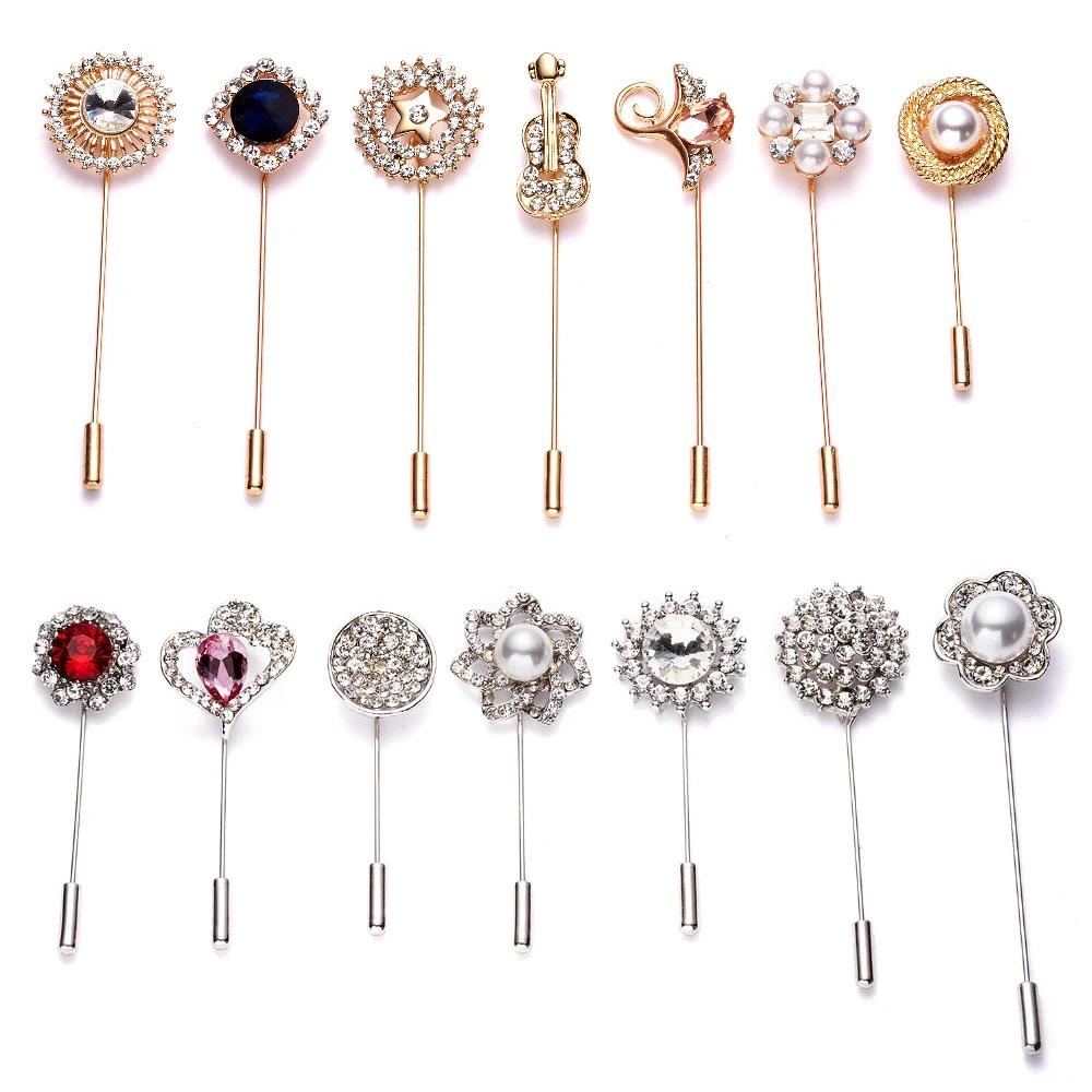 Rinhoo Vintage Pearl Crystal Lapel Pins Women Men Suit Pin Brooch ...