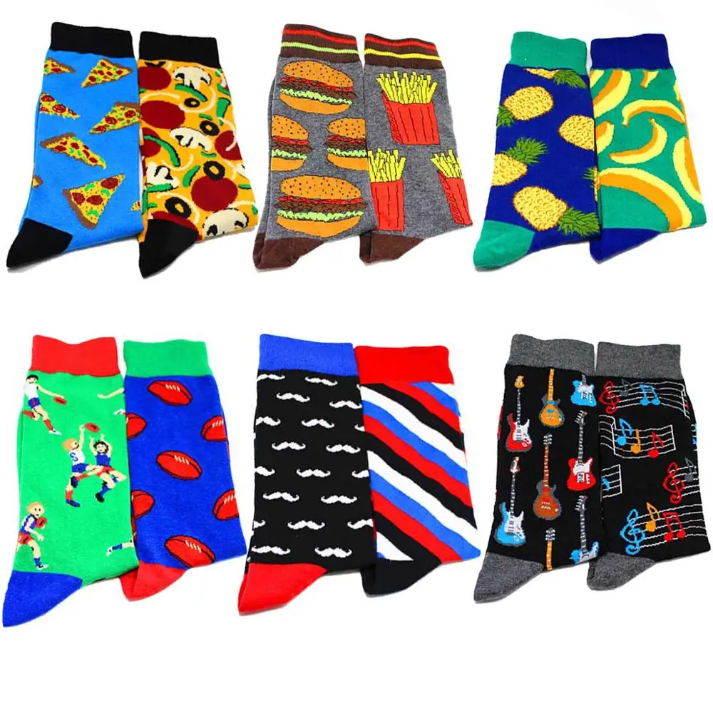 1 pair Casual Matching Socks Men's Different Design Combinations fries ...