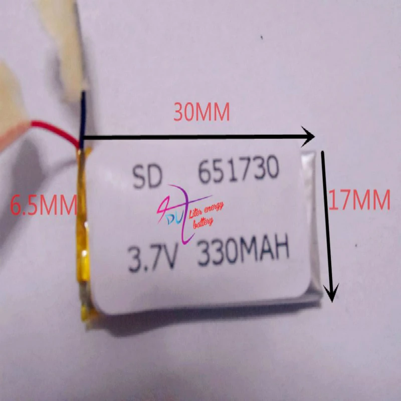 ลิตรพลังงานแบตเตอรี่ 3.7v Lithium Polymer 651730 ของเล่นขนาดเล็ก Mp3 ...