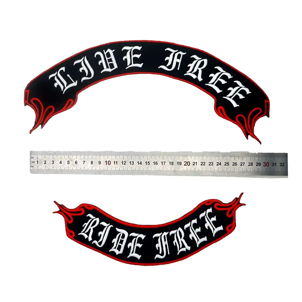 LIVE FREE RIDE FREE LARGE SNAKE Mechanical heart Iron On Embroidered ...