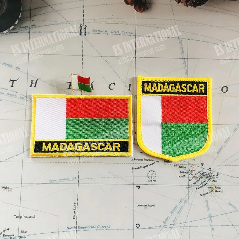 MADAGASCAR National Flag Embroidery Patches Badge Shield And Square ...