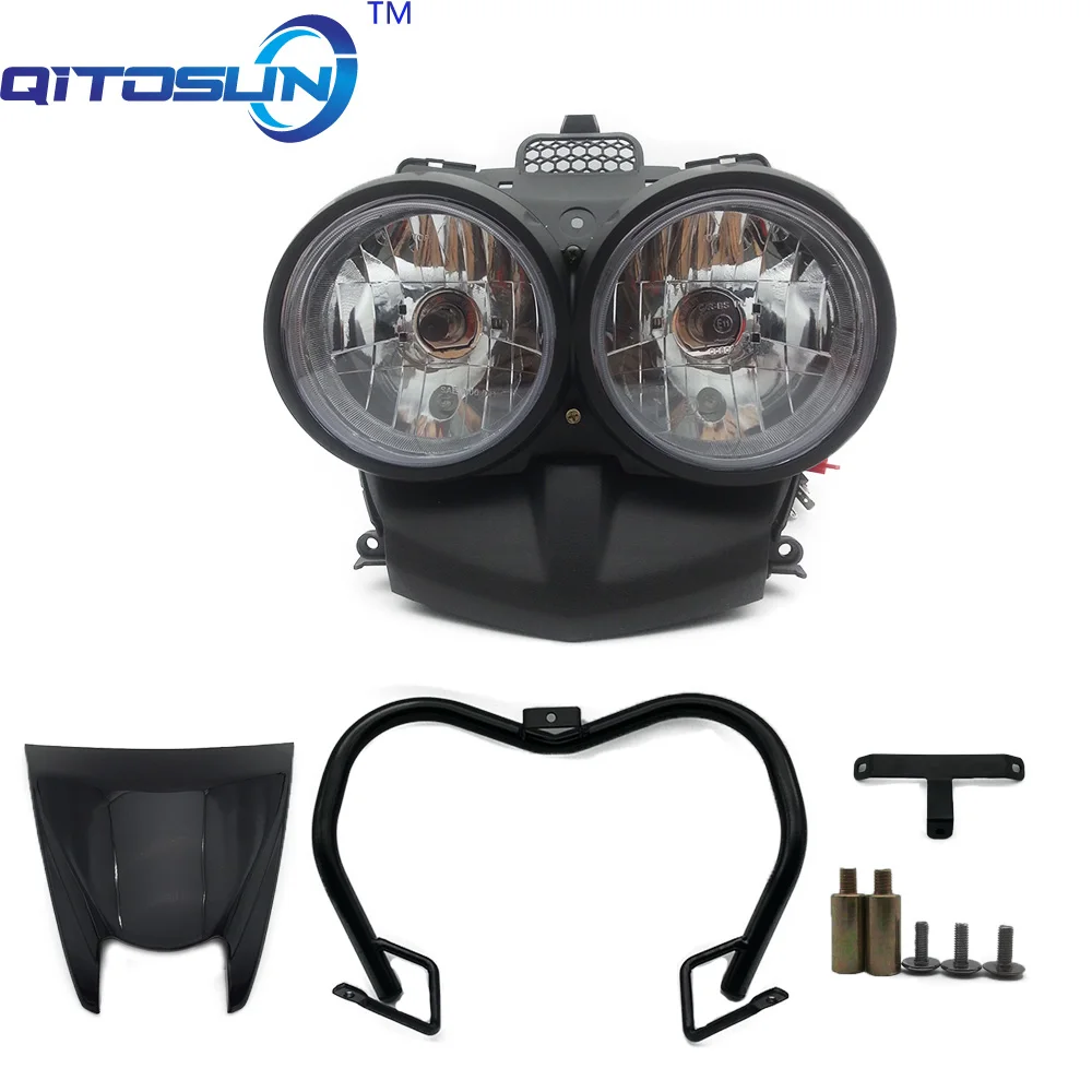 Front Head Light Lamp Headlight Headlamp+upper Cover+guard Set Black ...