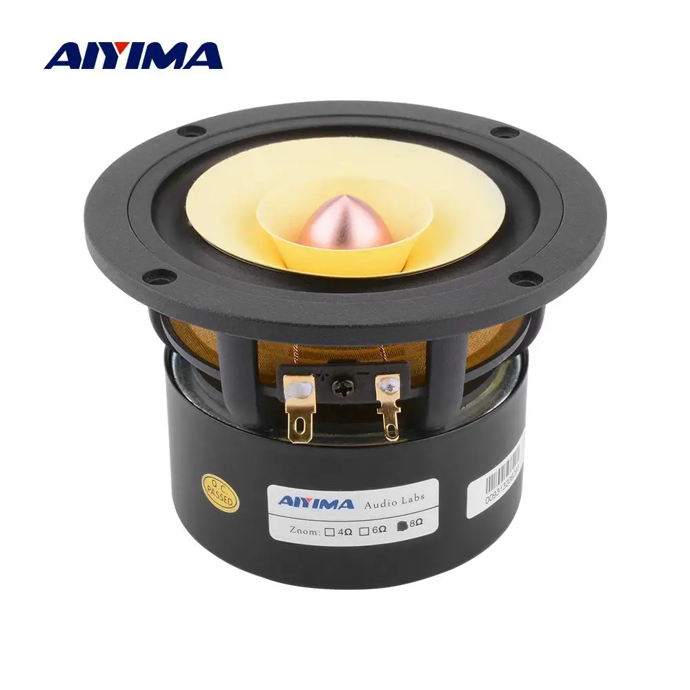 Aiyima 4 Inch Audio Speaker 4/8 Ohm 25w Full Range Hifi Aluminum Frame Treble Midrange Thick ...