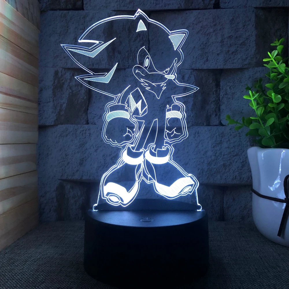 Sonic figure model 3D Nightlight LED 7color Changing Lamp Sonic Action ...