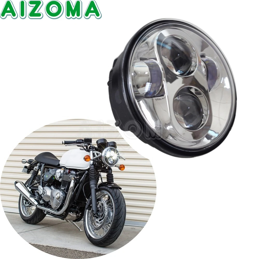Cafe Racer Universal Black Motorcycle Twin Dual Headlight Motorcycle ...