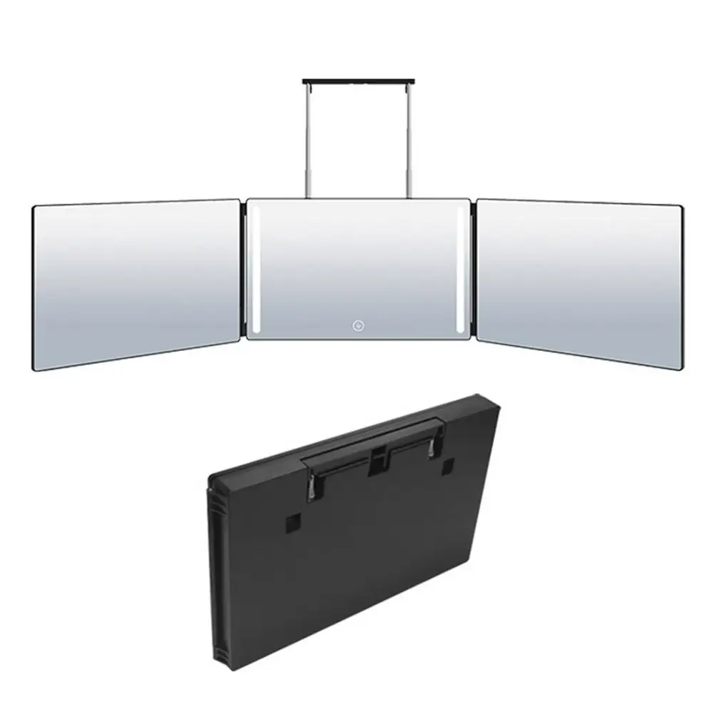 3 Way Mirror With LED Adjustable Trifold Mirror Self Hair Cutting And ...