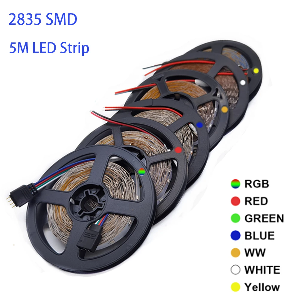 New Smd 2835 Dc12v Rgb Led Strip Light 5m 60leds/m No Waterproof Led ...