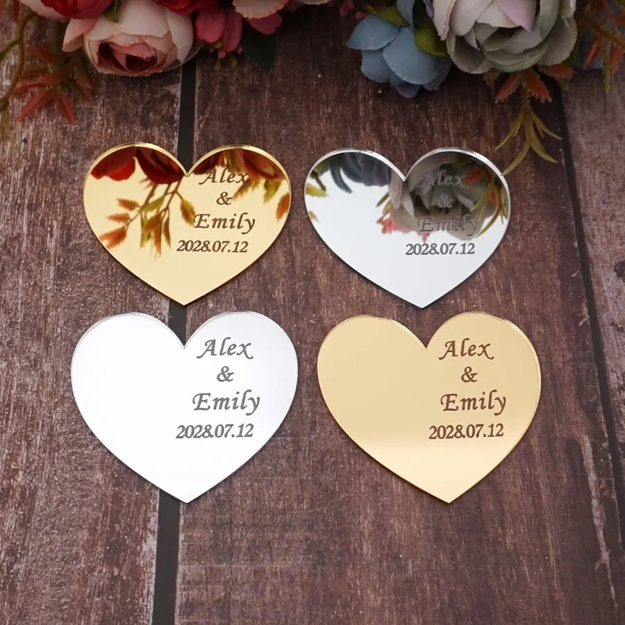 30pcs-Personalized-Acrylic-Mirror-Card-Small-Heart-Tag-Custom-Wedding ...