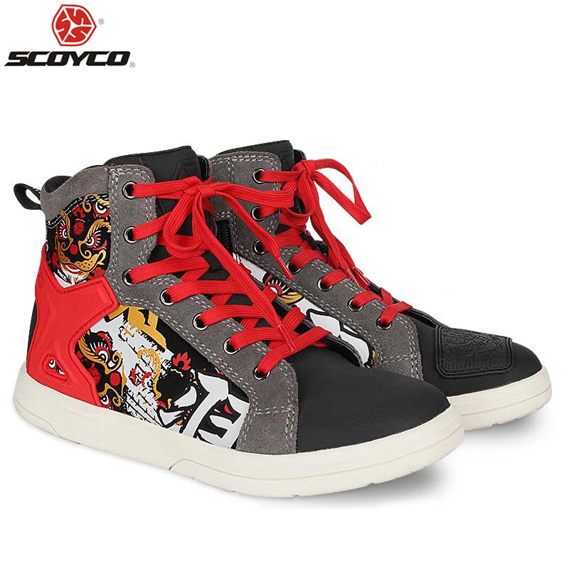 Scoyco Motorcycle Boots Men Botas Moto Thicken Shoes Motocross Boot ...