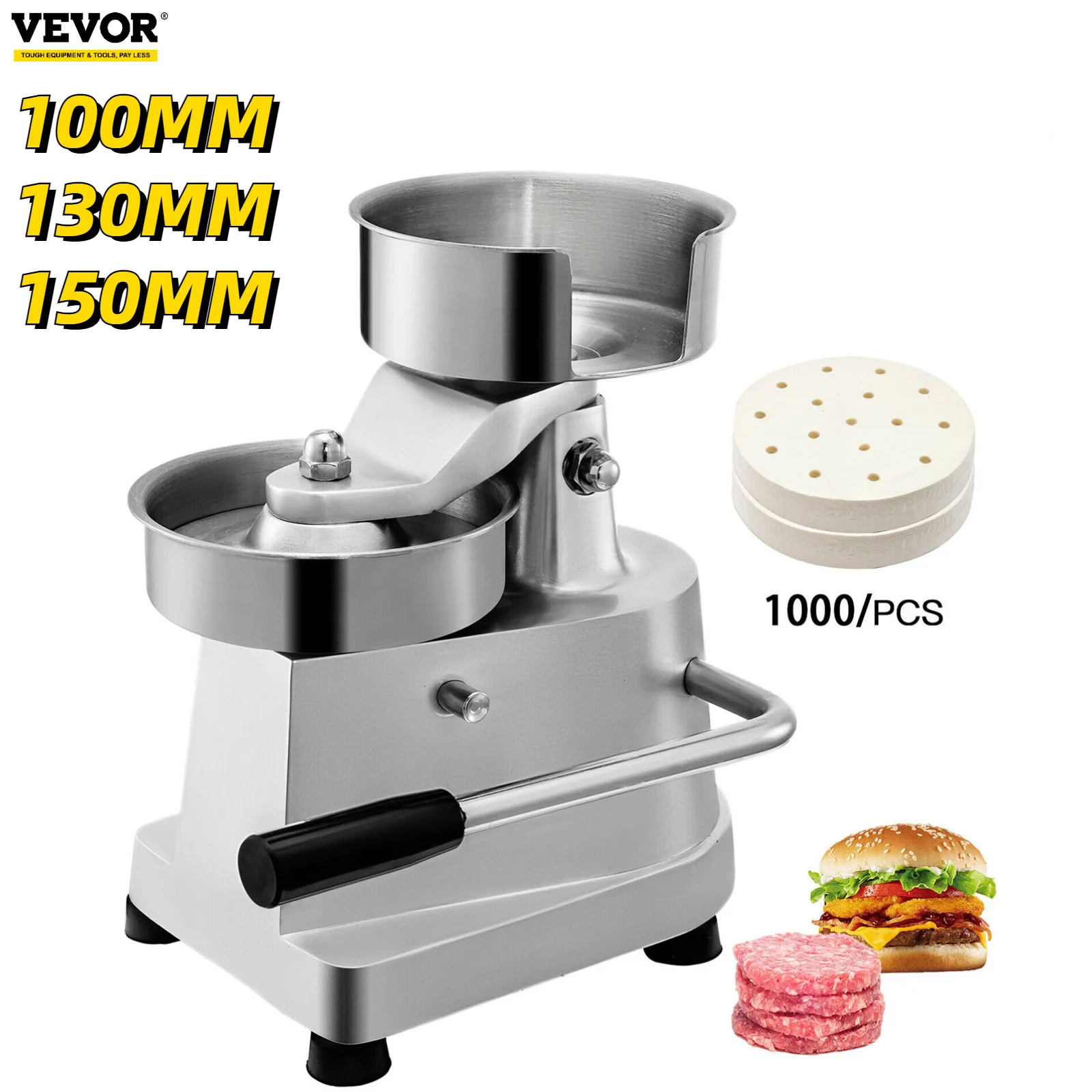 Vevor Hamburger Press 100-150mm Commercial Cast Iron Manual Round Meat ...