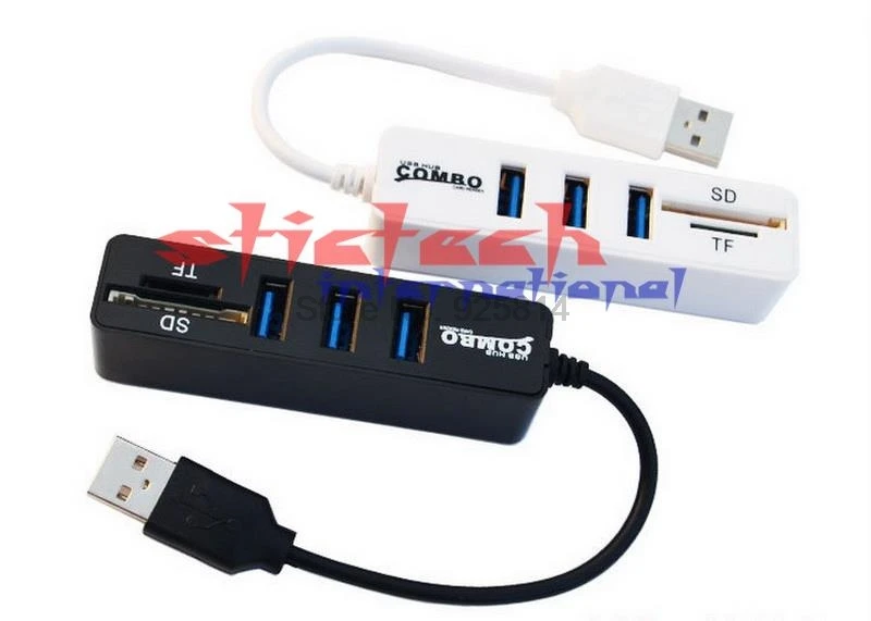 By Dhl Or Ems 50pcs Multi Usb Hub 2 0 3 Ports Card Reader Portable