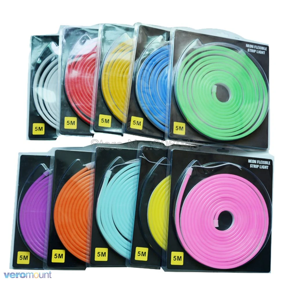 5m Dc12v Flexible Led Strip Neon Tape Smd 2835 Soft Silicon Rubber Tube ...