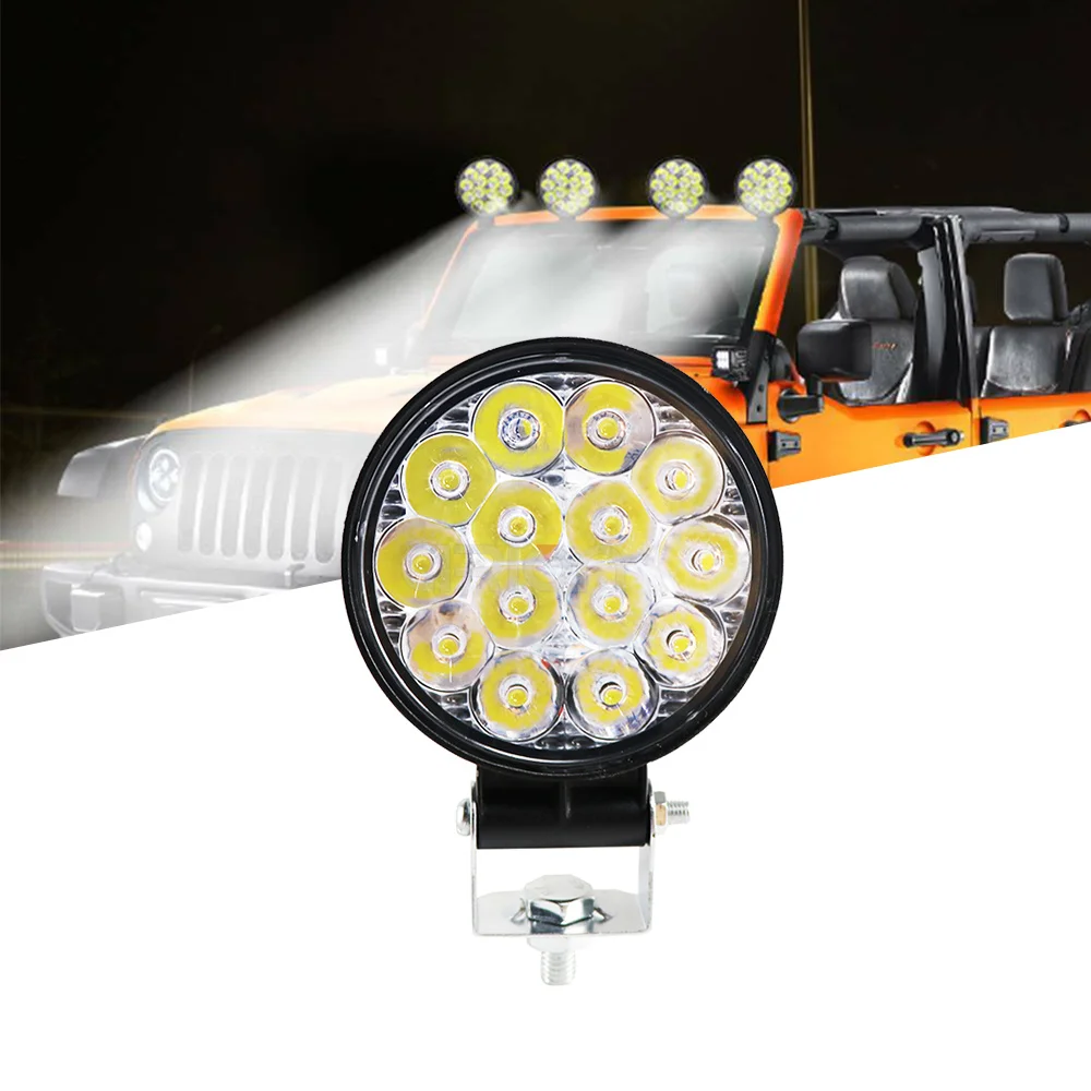 1pcs Waterproof 42w 14 Led Spotlight Barra Led Off Road Led Headlights ...