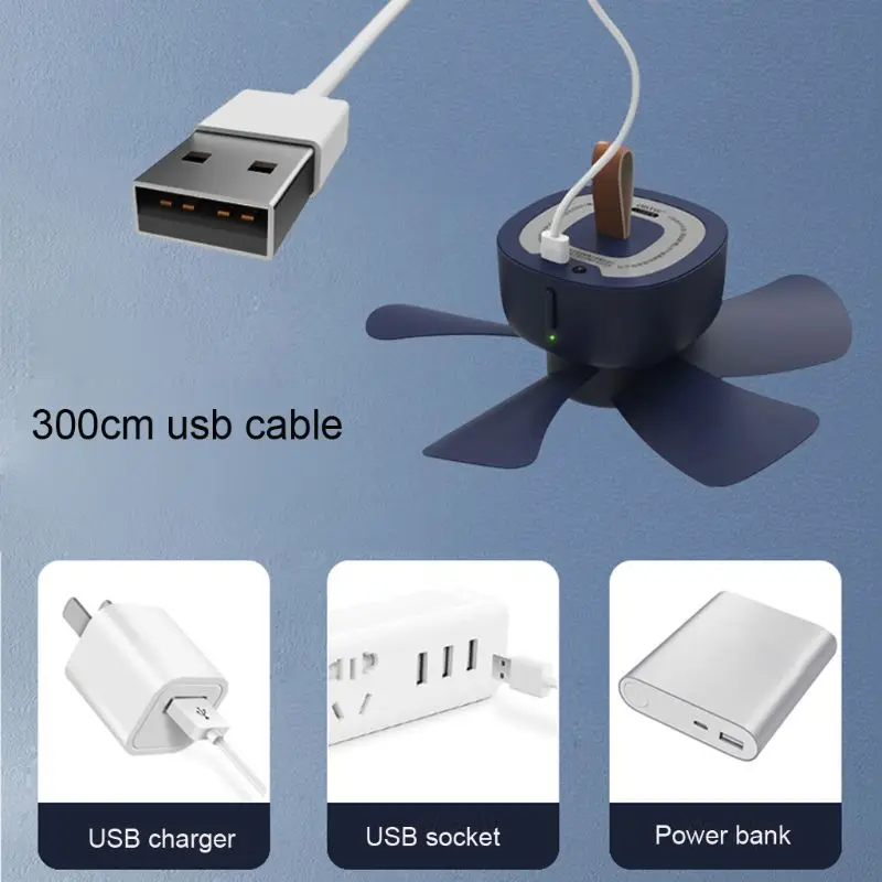 Remote Control Timing USB Powered Ceiling Fan Air Cooler 4 Speed USB ...