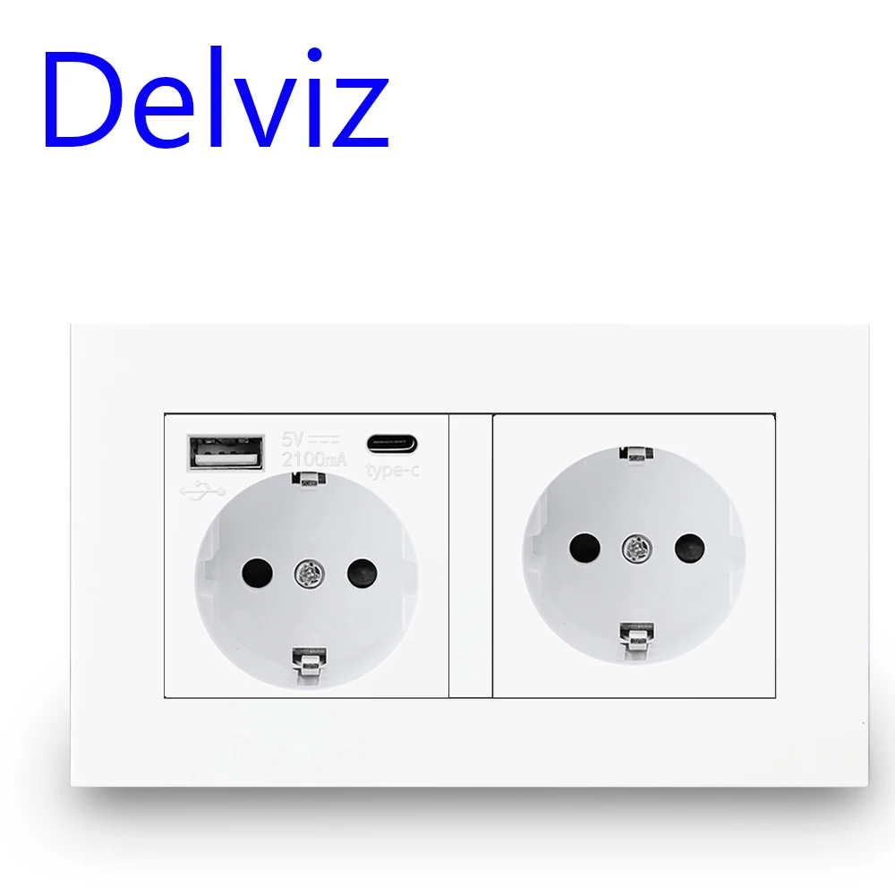 Delviz enchufe USB de doble pared, panel de plástico de calidad blanca ...