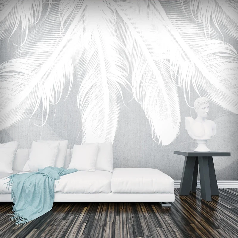 Papel tapiz fotográfico 3D personalizado, pluma blanca abstracta ...
