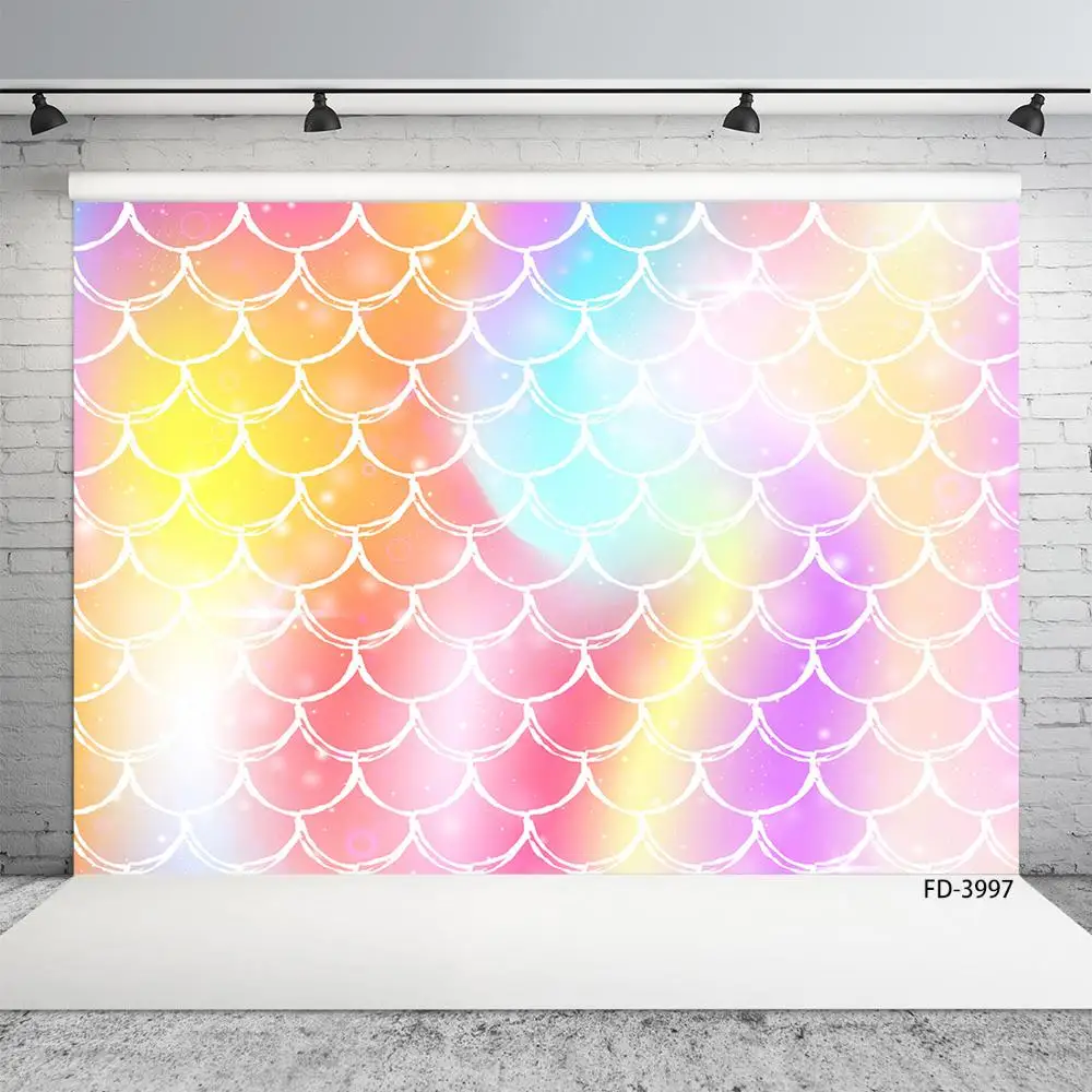 Gradient Colorful Fish Scale Photographic Backdrops Customized Photo ...