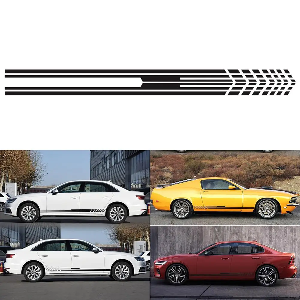 2pcs Car Stickers Car DIY Stripe Plaid Sticker Racing Line Window PVC ...