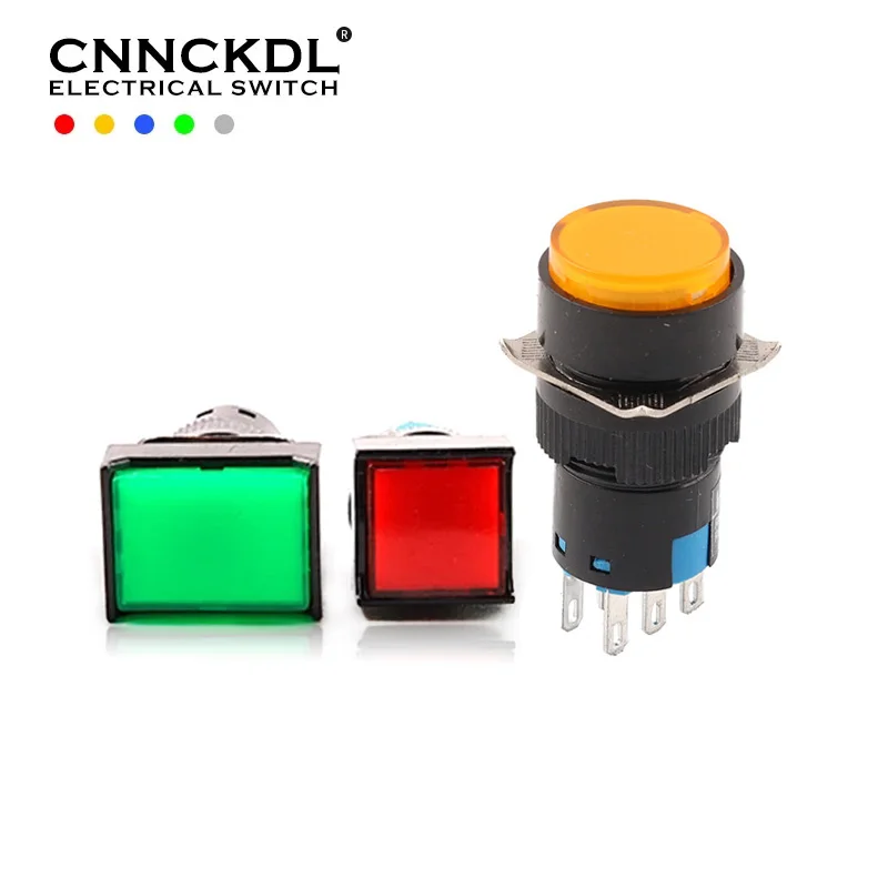 16mm With Light Ab6 5pin 8pin Push Button Switch Small Square&round ...