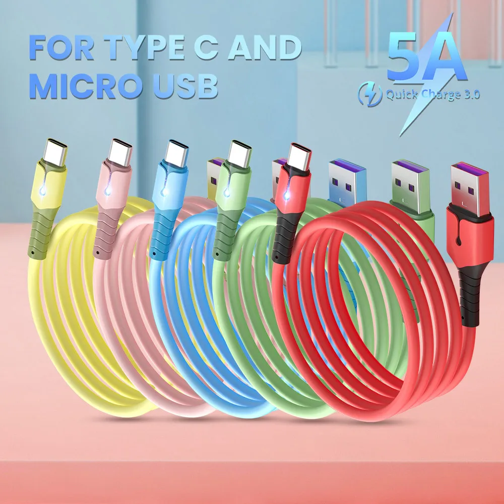 Cable usb tipo c 5A, cargador de datos de carga rápida Micro usb para Huawei, Samsung, Xiaomi ...